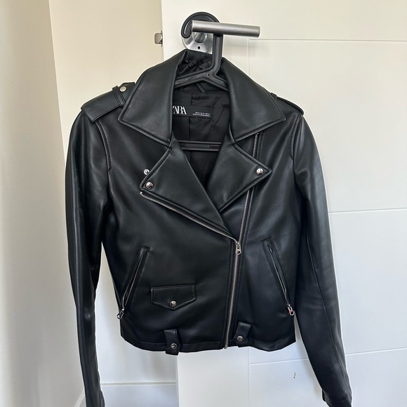 Zara | Jackets & Coats | Zara Faux Leather Motto Jacket | Poshmark